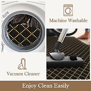 Lahome Checkered Rug, 3x5 Black Area Rug for Bedroom Washable Cotton Office Living Room Rug, Boho Checkerboard Rug Lightweight Black Carpet for Dorm Entry