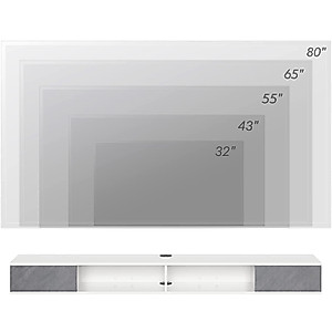 WAMPAT Floating 70 inch TV Stand with 16-Color LED Lights, Entertainment Center Media Console, Wall Mounted Shelf Media Console Cabinet with Storage for 65/70/75 Inch TVs, White&Grey