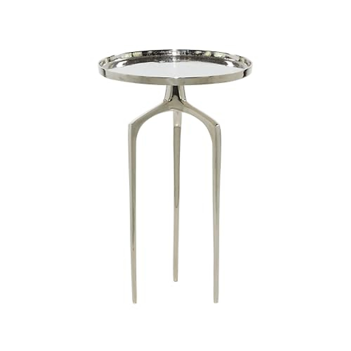 Deco 79 Aluminum Metal Side End Accent Table Slim Tray Top End Table with Tripod Legs, Side Table 16" x 16" x 25", Silver