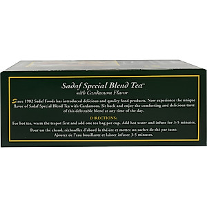 Sadaf Cardamom Tea Bags - Special Blend Cardamom Ceylon Black Tea - Quicktea Product harvested in Sri Lanka - 50 individually foiled teabags (Pack of 1)