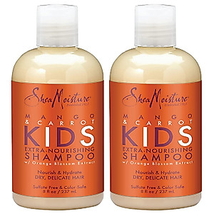 Shea Moisture Kids Shampoo - Extra-Nourishing Shea Butter, Mango & Carrot Hair Detangler with Orange Blossom Extract, Sulfate-Free Shampoo for Kids, 8 Oz (Pack of 2)