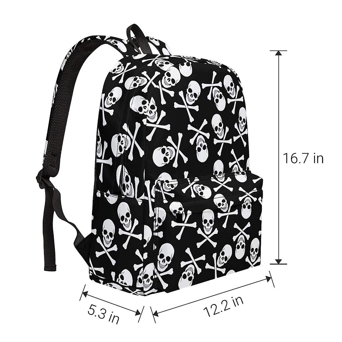 Ridzorgt Skull and Bones Backpack - Multi-Pocket Bookbag Travel Book Bags Casual Daypack Durable Lightweight Bag for Laptop