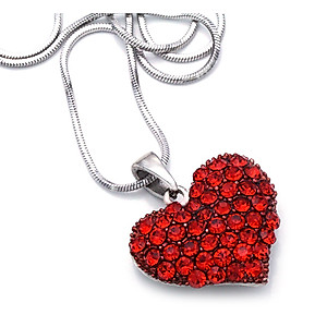 Soulbreezecollection Valentine's Day Gift Love Red Heart Necklace Pendant Charm Women Fashion Jewelry