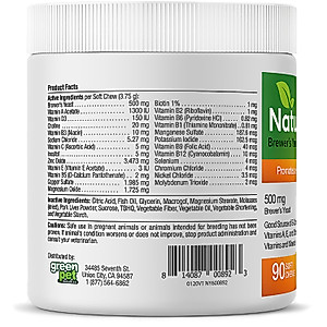 Green Pets Organics Natur-Yeast Brewer's Yeast for Dogs and Cats - Supports Immune System & Digestion, Promotes Healthy Skin & A Glossy Coat, 90 Soft Chews