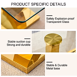 63" Glass Dining Table for 4 to 6 People, Modern Minimalist Kitchen Table with Tempered Glass Tabletop and Gold Metal Base, Large Rectangle Dining Room Table for Kitchen Dining Room