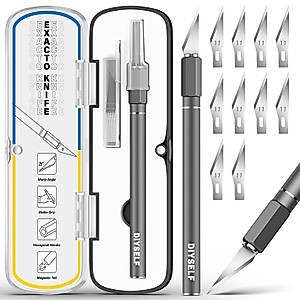 DIYSELF Exacto Knife, 12 Pcs Exacto Knife Set with Case, Craft Knife, Hobby Knife, Exacto Knives for Crafting, Scrapbooking, Rubber Stamps, Handmade Work, Precision Knife with #11 Blades