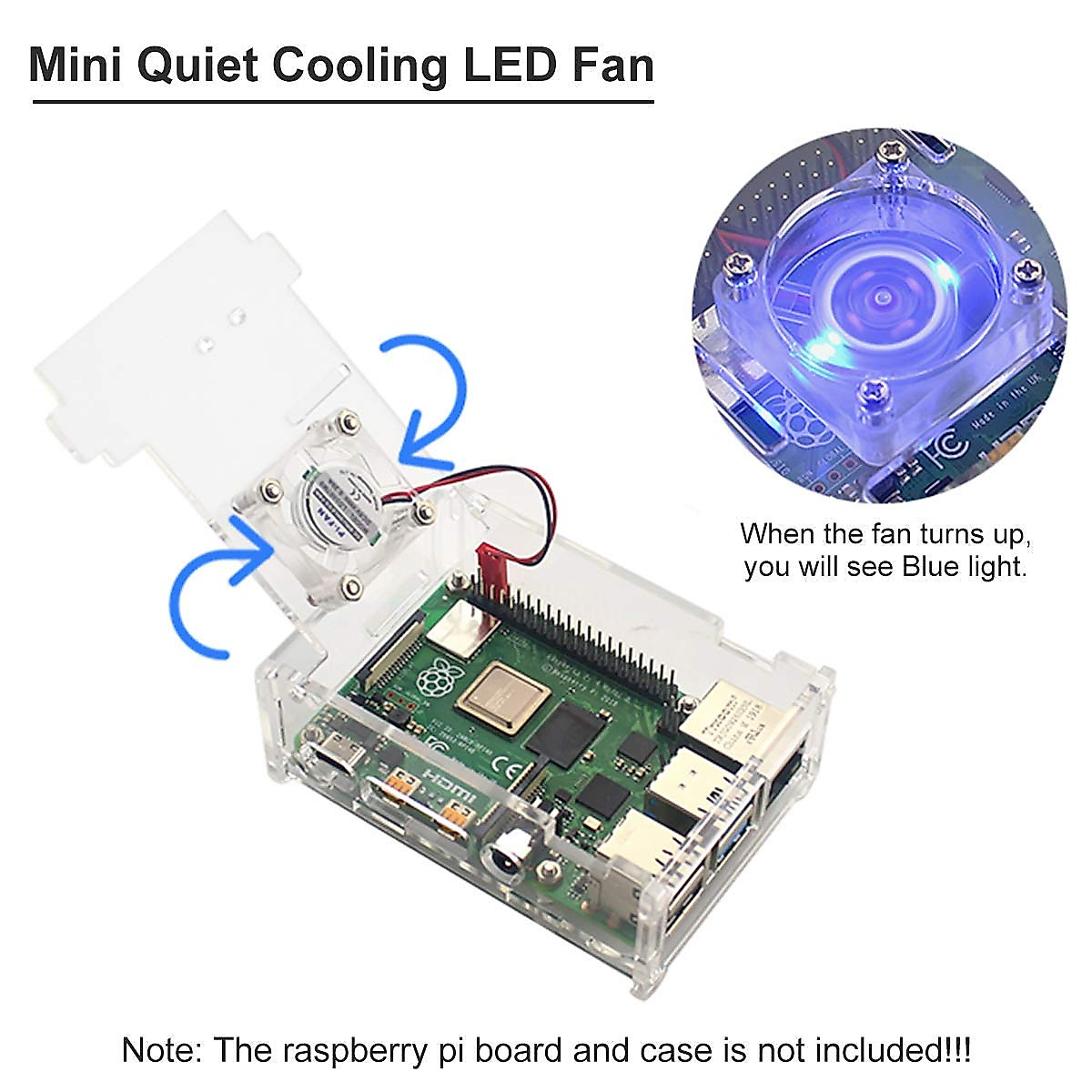 MakerFocus 2pcs Raspberry Pi 4 Fan, Raspberry Pi Cooling Fan DC Brushless CPU Quiet LED Cooling Fan 30mm 30mm Fan Cooler Radiator 3 to 5.8V for Raspberry Pi 4 Model B, Raspberry Pi 3B+ 3B 2B+