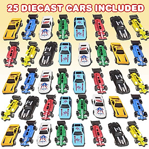 ArtCreativity 25 Pc-Diecast-Toy Car Set, Durable-Diecast-Mini Racers in Assorted Designs, Cool Birthday Party Favors for Kids, Best Birthday Gift for Boys and Girls