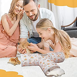 HERCOCCI Bunny Tunnels & Tubes, Collapsible 3 Way Rabbit Hideout Tunnel with Chew Toys for Rabbit Bunny Guinea Pig Ferret Kitten