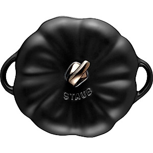 STAUB 0.5-qt Petite Ceramic Pumpkin, Oven & Stove Safe up to 572°F, Baking Dish, Candy Dish, Matte Black