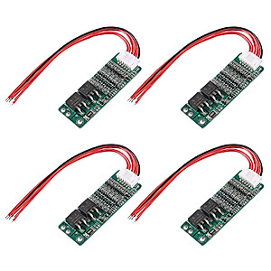 4 Pcs MELIFE 5S 15A Charger PCB BMS Protection Board for 18650 Lithium Battery Cell Battery Charger Lipo 18V 21V with 6-core Wire