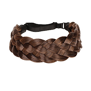 vowyore 5 Strands Synthetic Hair Braided Headband Classic Chunky Wide Plaited Braids Elastic Stretch Hairpiece Women Girl Beauty accessory