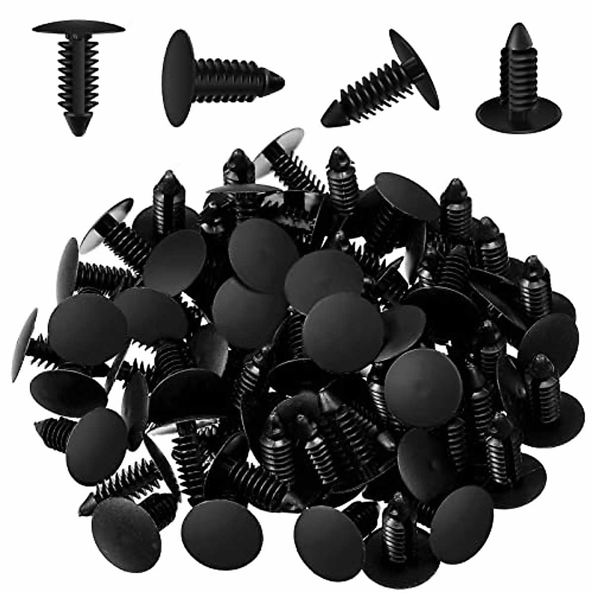 Yulejo 100 Pcs Medium Multi Gauge Rivet Patio Strapping Fasteners 3/16 Inch or 7/32 Inch Hole Lawn Chair Webbing Patio Chair Repair Kit for Outdoor Furniture Lounge (Black)