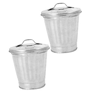 jojofuny Mini Iron Trash Can, Galvanized, As Shown