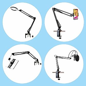 Replacement Heavy Duty C Clamp for 1/2” Base Magnifying Lamp，XINME Desk Lamp，Swing Arm Lamp，Phone Mount，I pad Mount，Tablet Holder，Mic Holder (G2 BLACK)