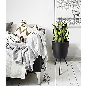 magarz Mid-Century Metal Flowerpot with Stands, Black Stylish Modern Floor-Standing Flowerpot,Suitable for Orchid, Aloe Indoor Outdoor Decoration 8.5'' Wide 18'' high