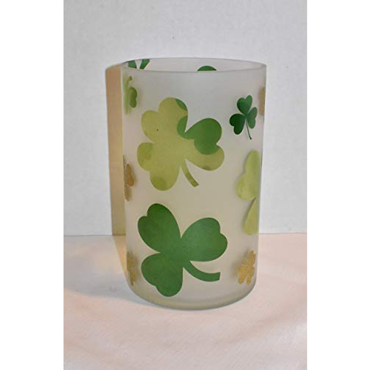 Yankee Candle New Green & Gold Shamrocks St Paddy Glass Jar Candle Holder