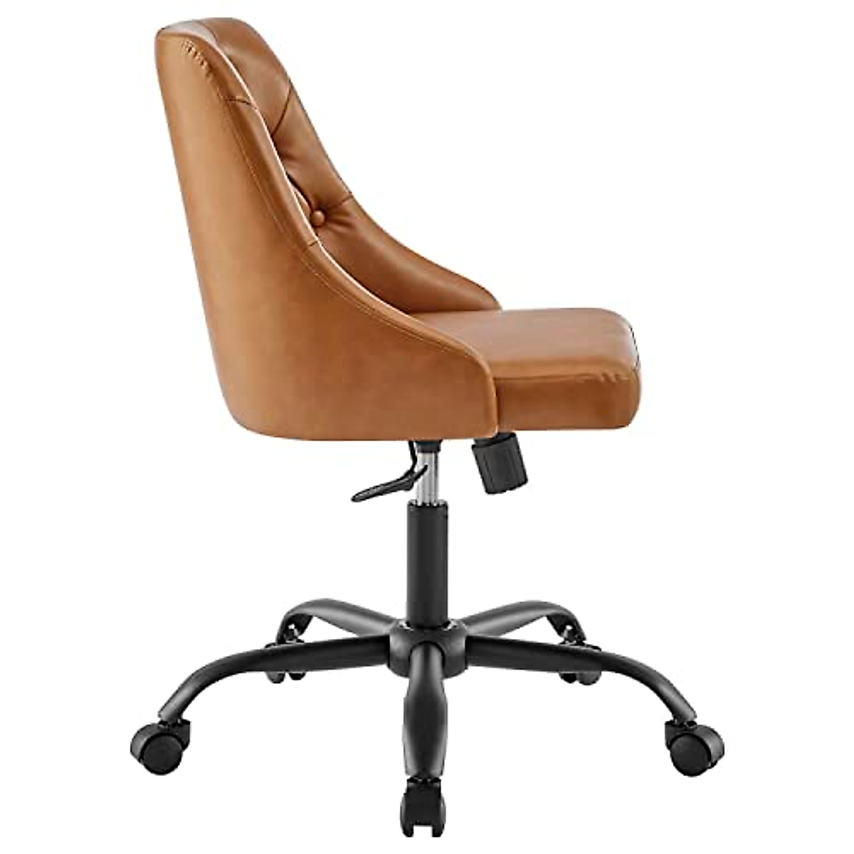 Modway Distinct Tufted Swivel Vegan Leather Office Chair, Black Tan
