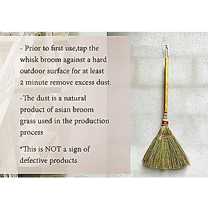 Handmade Whisk Sweeping Broom 39 Inch- Asian Straw Soft Broom for Indoor or Outdoor Sweeping, Wedding, Decorative Broom - Natural Whisk Sweeping Hand Handle Broom
