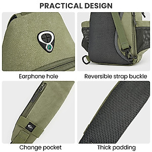 G4Free Canvas Sling Bag Crossbody Backpack with USB Charging Port & RFID Blocking, Hiking Daypack Chest Bag for Women Men(Army Green)