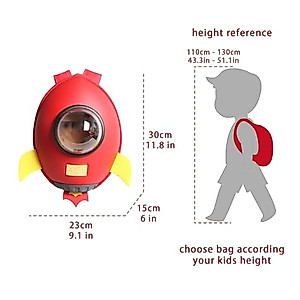 Supercute Kids Rocket Backpack, Toddler Travel Backpack for 3-8 Year Old Boys Girls Waterproof Bookbag for Student (Red)