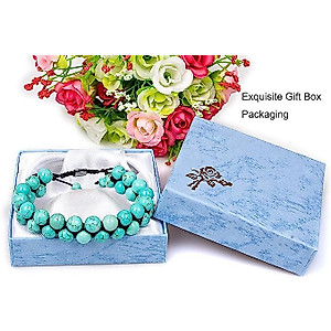 Addmluck 108 Mala Beads Meditation Necklace 7 Chakra Tree of Life Pendant Necklace Prayer Buddha Beaded Bracelets Healing Stone Yoga Necklace for Men and Women Jewelry(turquoise beads)