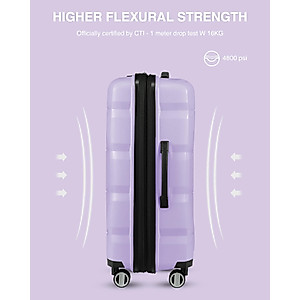 LUGGEX Expandable Carry On Luggage Sets 2 Piece - Lightweight Luggage with Spinner Wheels - Travel Suitcase with TSA Lock (Purple Suitcase)