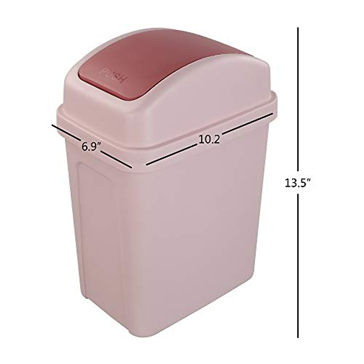 Asking 1.8 Gallon Small Trash Can with Swing-top Lid, Plastic Garbage Bin, Pink