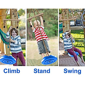 Disc Swing for Kids, Swing Set Accessories, KINSPORY 7FT Height Adjustable Gym Monkey Bars, Tree Swing for Backyard, Outdoor Play Equipment - Blue