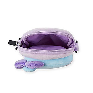 BT21 Baby Series MANG Character Plush Coin Purse Makeup Toiletry Pouch Card Wallet with Lanyard, Light Purple