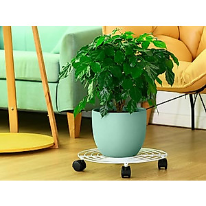 5 Packs Metal Plant Caddy with Locking Wheels 11.8” Heavy-Duty Wrought Iron Rolling Plant Stands with Casters Plant Dolly Plant Roller Base for Indoor and Outdoor Plant Pot Movers Saucers White