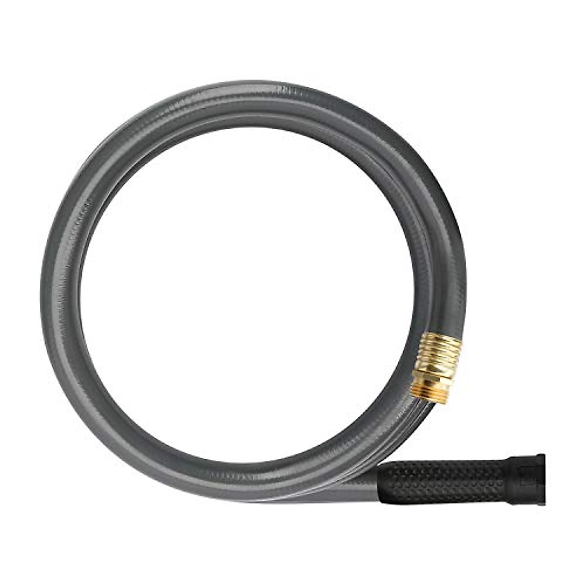 Worth Garden LEAD-IN Garden Hose 5/8 in. x 12 ft. NON KINKING HEAVY DUTY Short Water Hose,Male to Female Replacement Durable PVC Garden Pipe with Solid Brass Fittings,Grey,12 YEARS WARRANTY