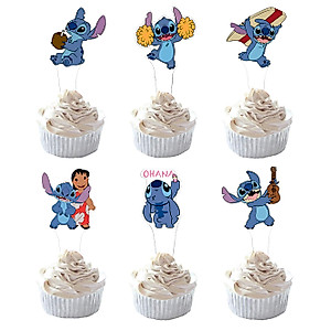 Party Hive 24pc Stitch Cupcake Toppers for Kids Birthday Party Event Decor