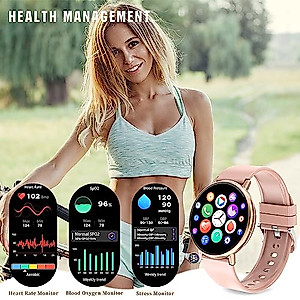 Efolen Smart Watch for Women(Answer/Make Calls) Compatible with iOS/Android, 1.39'' HD Touch Screen Activity Tracker with 100 Sports Modes Step Calories Heart Rate Blood Pressure IP67 Waterproof