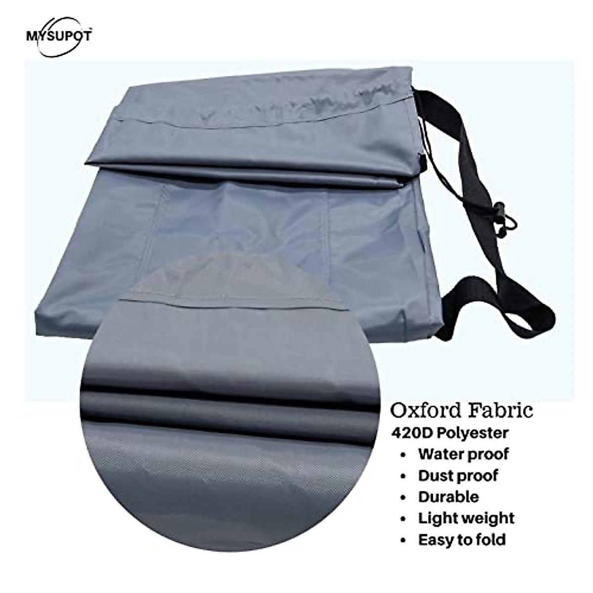MYSUPOT 40"x7"x7" Replacement Bag for Folding Camping Chair, Camp Chairs, Foldable, Portable, Hammock, Yoga Mat, Beach Chair, Umbrella, Tent Bag 420D Oxford Polyester Fabric w/Side Pockets (Gray, M)