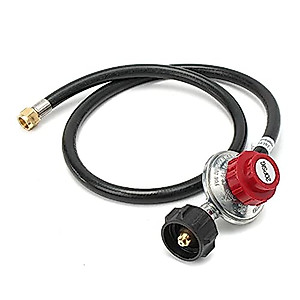 Hooshing 5FT High Pressure Propane 0-20PSI Adjustable Regulator with QCC1 Type Hose Fits for Newer Propane Tanks BBQ Grill Burner Turkey Fryer Fire Pit