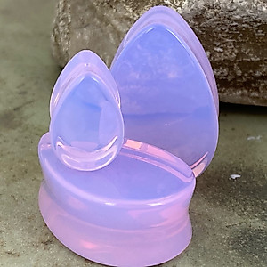 Mystic Metals Body Jewelry Pair of Lavender Opalite Teardrop Plugs (STN-749) (3/4" (19mm))