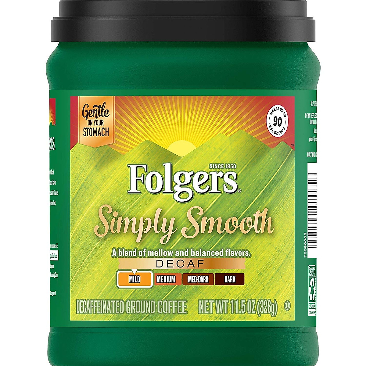 Folgers Simply Smooth Decaf Coffee Mild 4 Pack , Mild Roast, 11.5 Ounce (Packaging May Vary) - 4 Pack Bundle