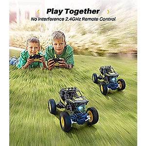 DoDoeleph Remote Control Car Metal,RC Monster Trucks,1/20 Scale LED 2WD 4 Channel All Terrains Off Road Vehicle 2X Rechargeable Batteries 54+mins Running Toy Gift for Boys Girls Kids Adults