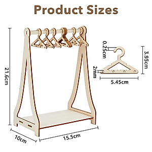 SUPERFINDINGS 32 Holes Wood Miniature Hangers and Clothes Rack Earring Hanger Rack with 8 Mini Hangers Tabletop Jewelry Display Stand for Jewelry Display Supplies, 15.5x10x21.6cm