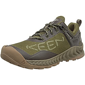 KEEN Men's NXIS Evo Low Height Waterproof Fast Packing Hiking Shoes, Dark Olive/Black Olive, 11