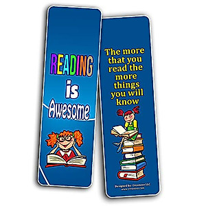 Creanoso Fantastic Reading Bookmarks for Kids (60-Pack) – Awesome Book Page Marker Clip Set – Premium Gift for Boys & Girls, Children – Rewards Incentives – Card Stock – Teacher Rewards