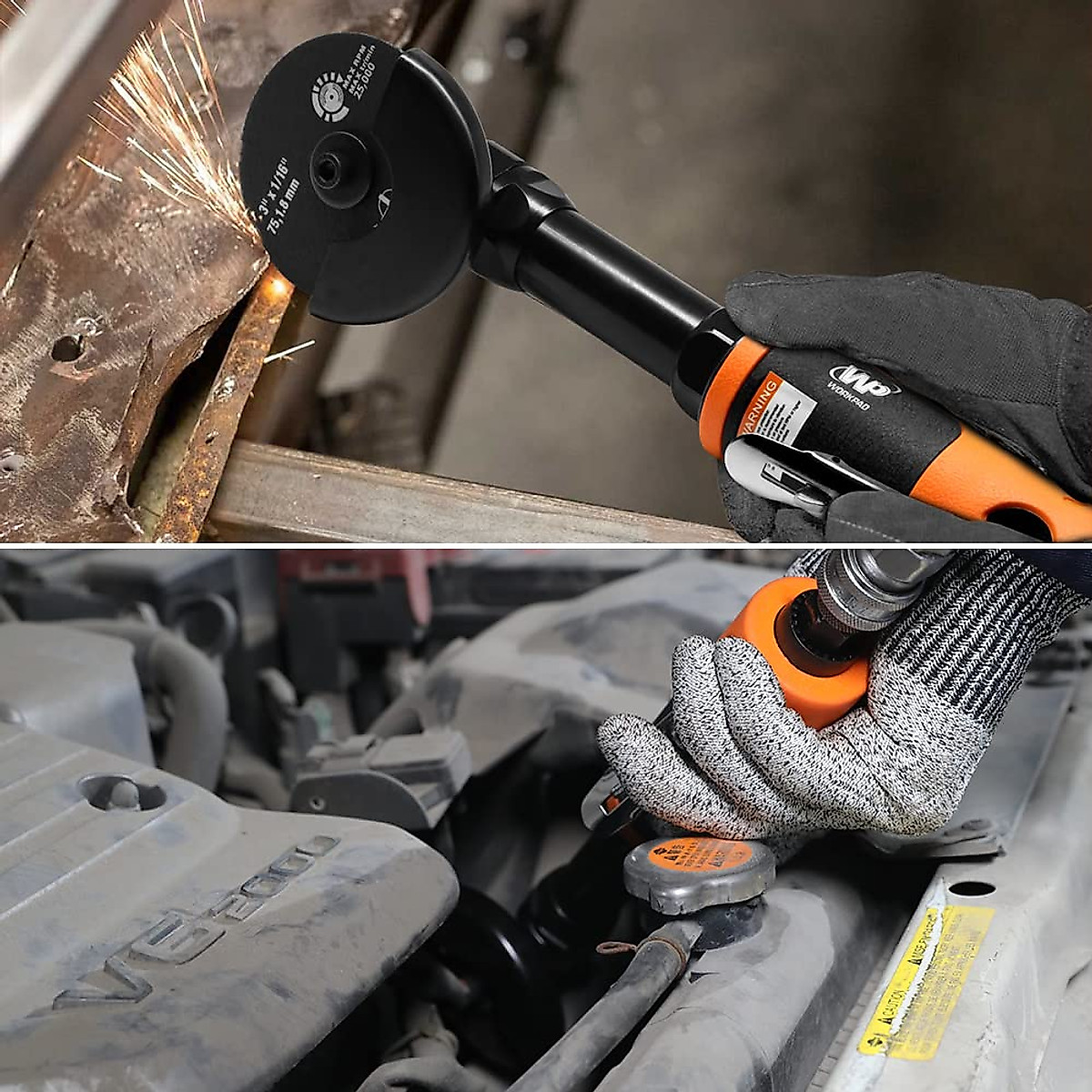 Air Cut off Tool, WP WORKPAD 3 inch Cut Off Tool with 5Pcs Die Grinder Cut Off Wheels,18000RPM, Pneumatic Cutting Machine Metal Sheet Cutter Tool Kit