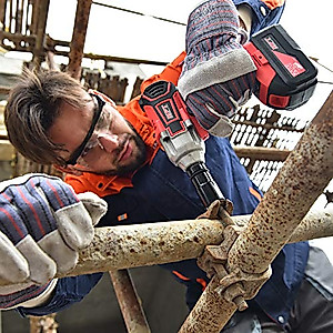 MPT Impact Torque Wrench Cordless, 21V 1/2-inch Brushless Impact Driver with 3.0Ah Li-ion Battery Fast Charger, 250 Ft-lbs(350N.m) Impact Gun/Drill for Car Tires