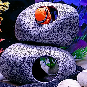 ZAINEE Fish Tank Decor, Cave Aquarium Decoration Breeding Shelter Rock Stone Fish Tank Decoration (Size : B)