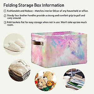 ODAWA Colourful Tie Dye Large Collapsible Cube Storage Bins - Folding Toy Canvas Storage Baskets for Closet, Cubby Decorative Organizers Box Set of 2