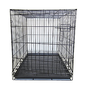 YML 48-Inch Dog Kennel Cage with Wire Bottom Grate and Plastic Tray, Black