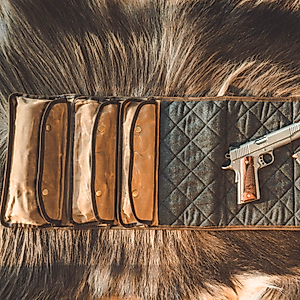 Handgun Cleaning MAT by Sage & Braker. Made from Waxed Canvas, Wool and Leather.