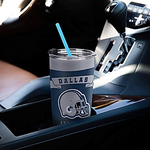 Custom Dallas Tumbler 20oz Stainless Steel with Lid & Straw Personalized Football Fans Gifts for Women Men Travel Cup Insulated Tumbler Add Name Number