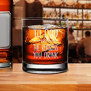 NeeNoNex To Dad From The Reason Old Fashion Rocks Glass - Funny Dad Gift from Daughter Son Kids Birthday Fathers Day Gift